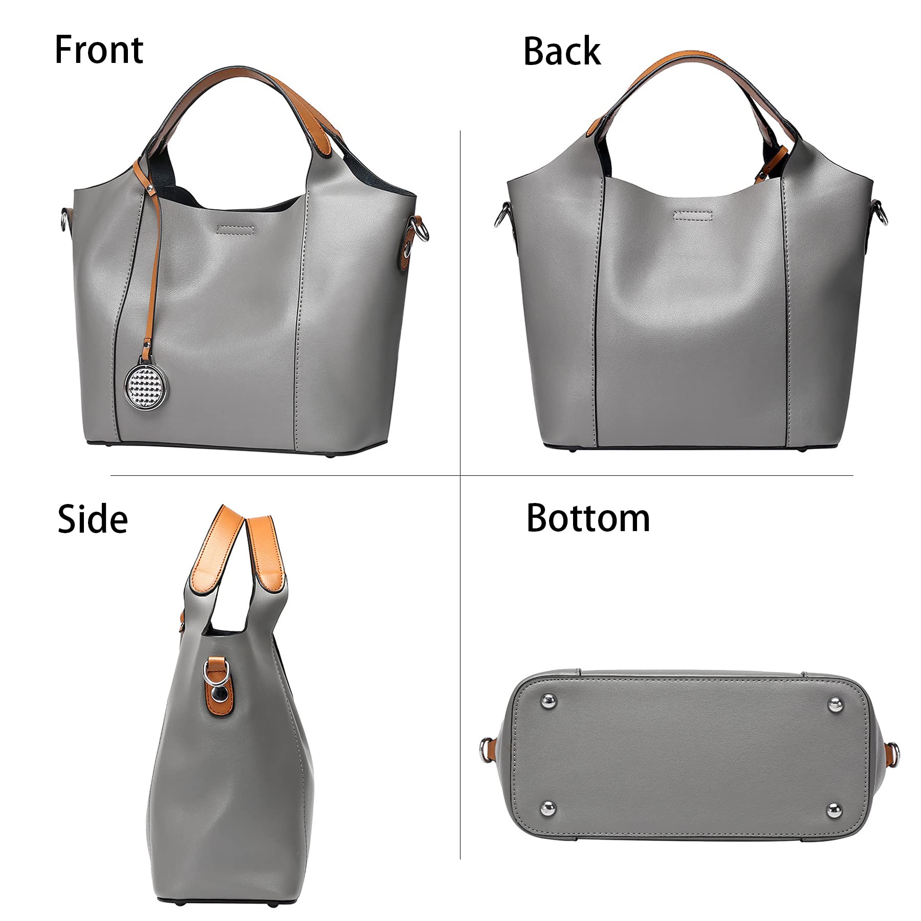 HESHE Leather Small Handbags Shoulder Bag Hobo Ladies Purses Satchel Crossbody Bag for Office Lady (Black)