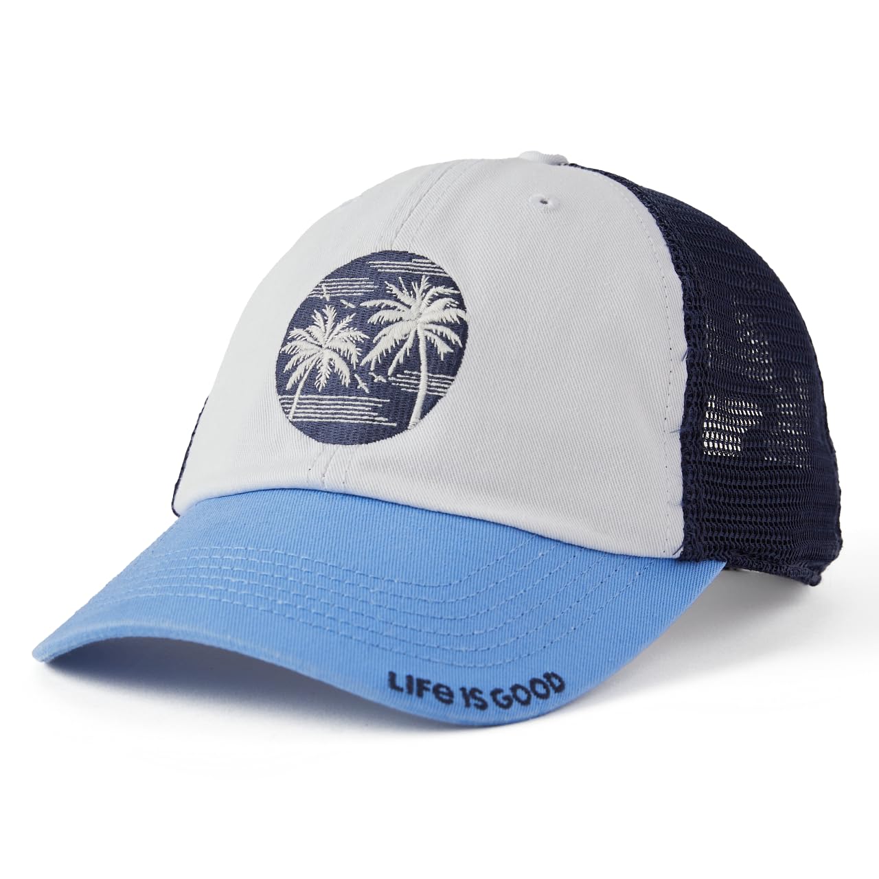 Life is Good. Retro Palms Soft Meshback Cap, Cloud White
