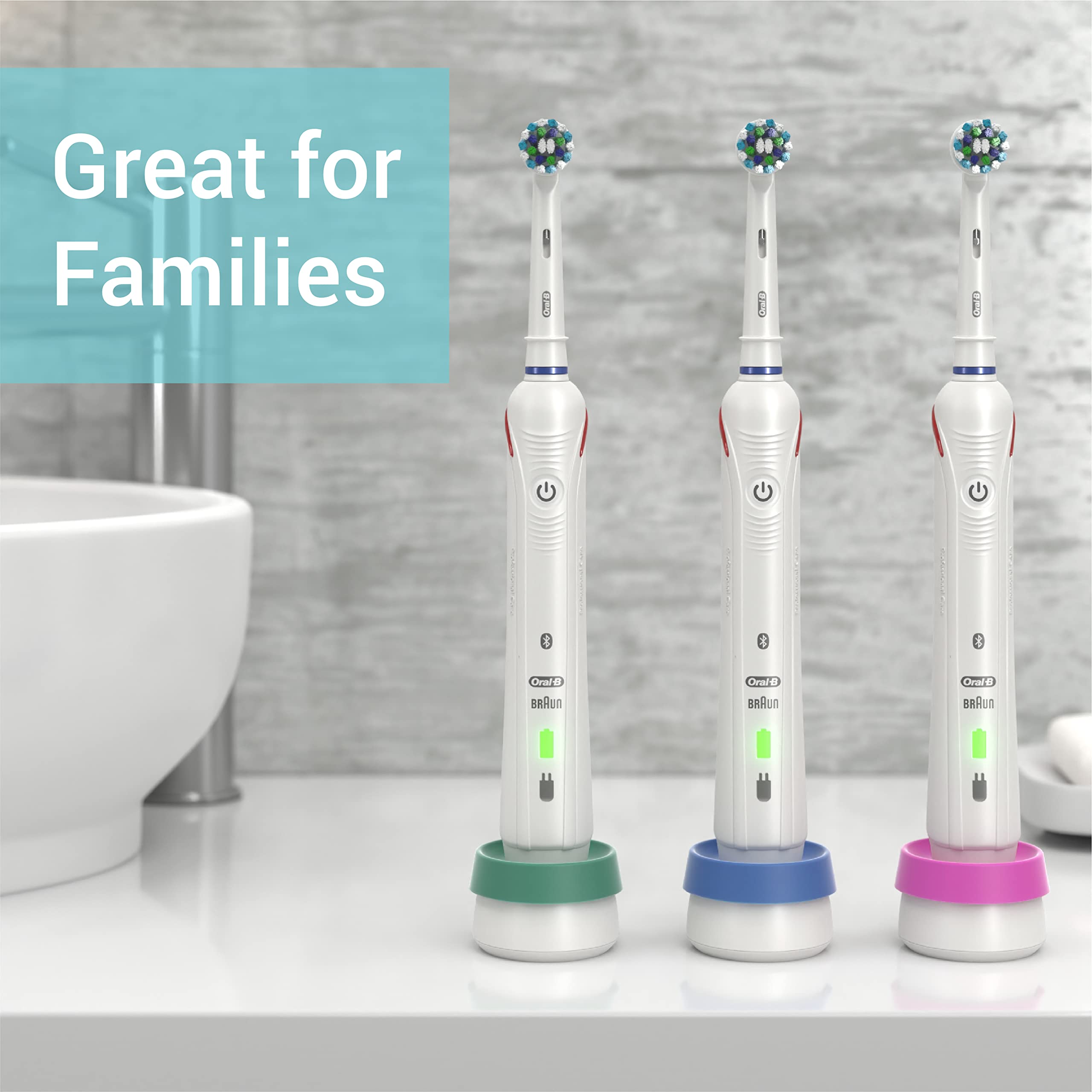 Oral-B Electric Toothbrush Clean Cover - Quickly Wash Away Gunk, Germs, & Bacteria - Colorful Silicone Identifier for Families - Designed by Homm Labs (2-Pack - Blue & Green), 1.0 Count