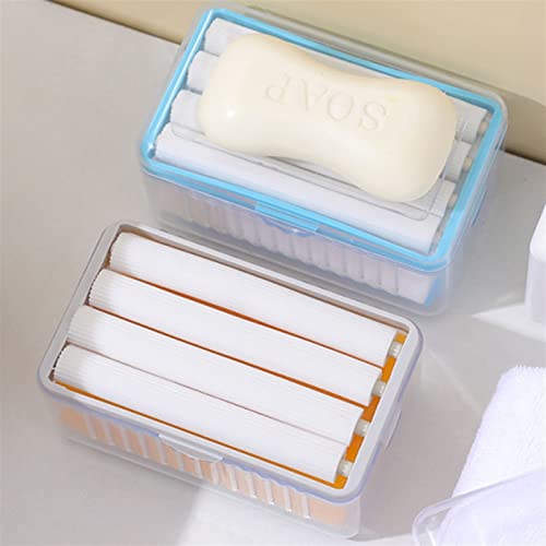 INKSKI Square Soap Travel Case Soap Box Hands Free Foaming Soap Dish Multifunctional Soap Dish Hands Free Foaming Draining Household Storage Box Cleaning Tool (Color : Gray)