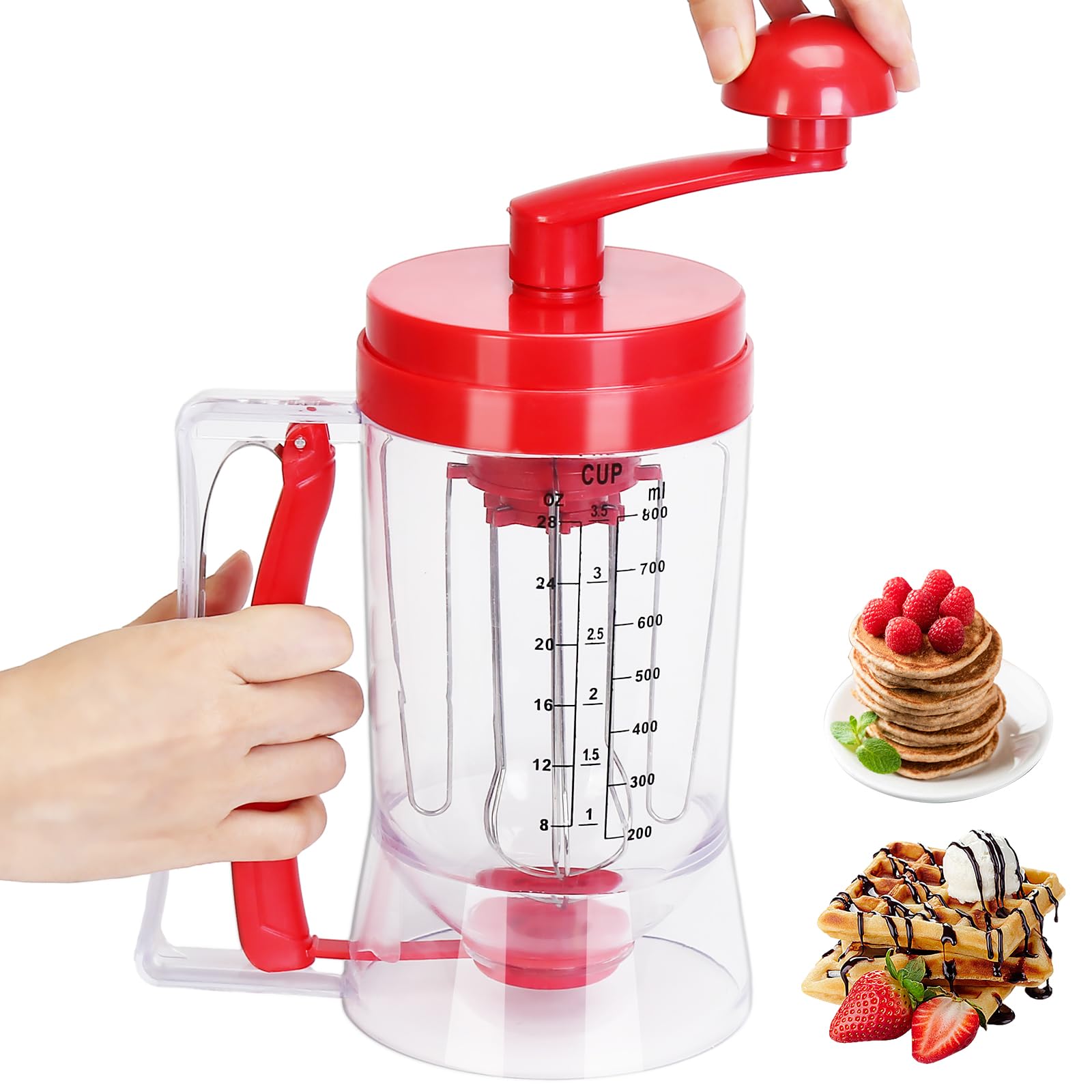 IBEIYO 40oz Pancake Batter Dispenser Stainless Steel Funnel Dispenser with Stand for Cupcakes,Waffles,Cookies,Baked Goods (Includes 12 Baking Accessories)