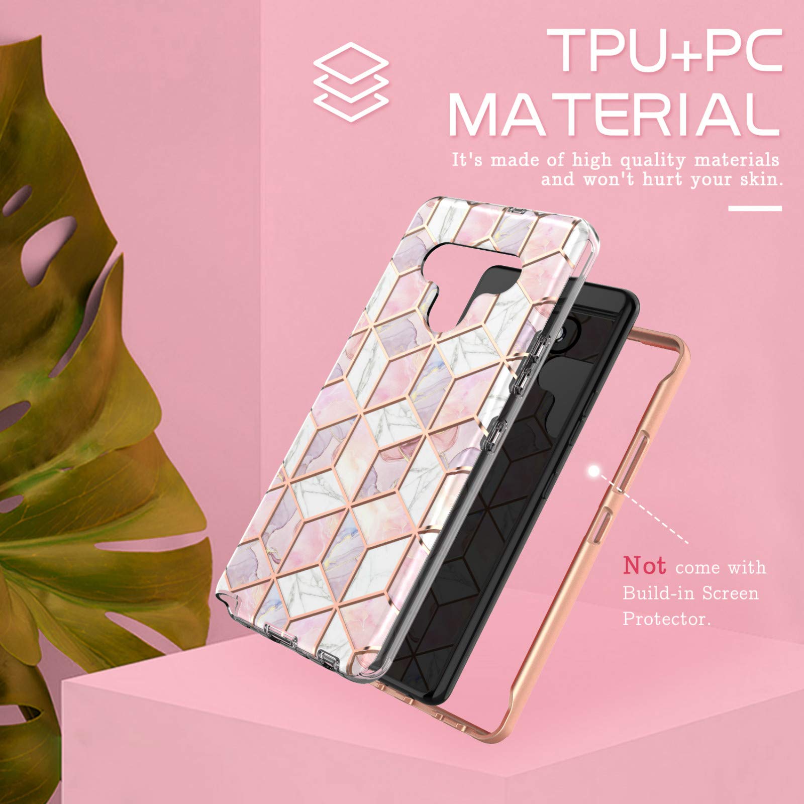 Hasaky Case for LG Stylo 6 Case,Dual Layer Hybrid Bumper Cute Clear Rose Gold Marble Design Soft TPU & Hard Back Heavy Duty Anti-Scratch Shockproof Protective Phone Case - Pink/Rose Gold.