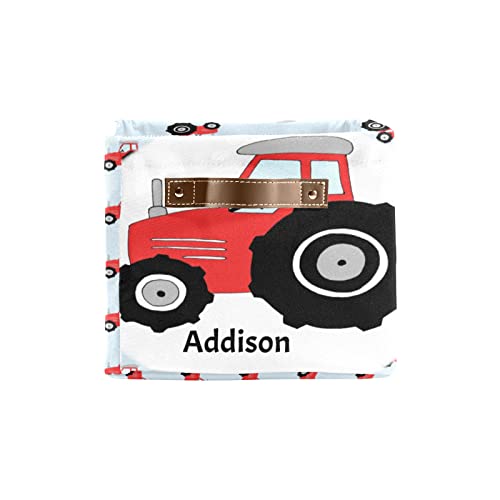 Joyestore Red Tractor Cars Personalized Storage Bins Basket ,Custom Box Cube Organizer with Handle for Shelves Wardrobe Nursery Toy 1 Pack