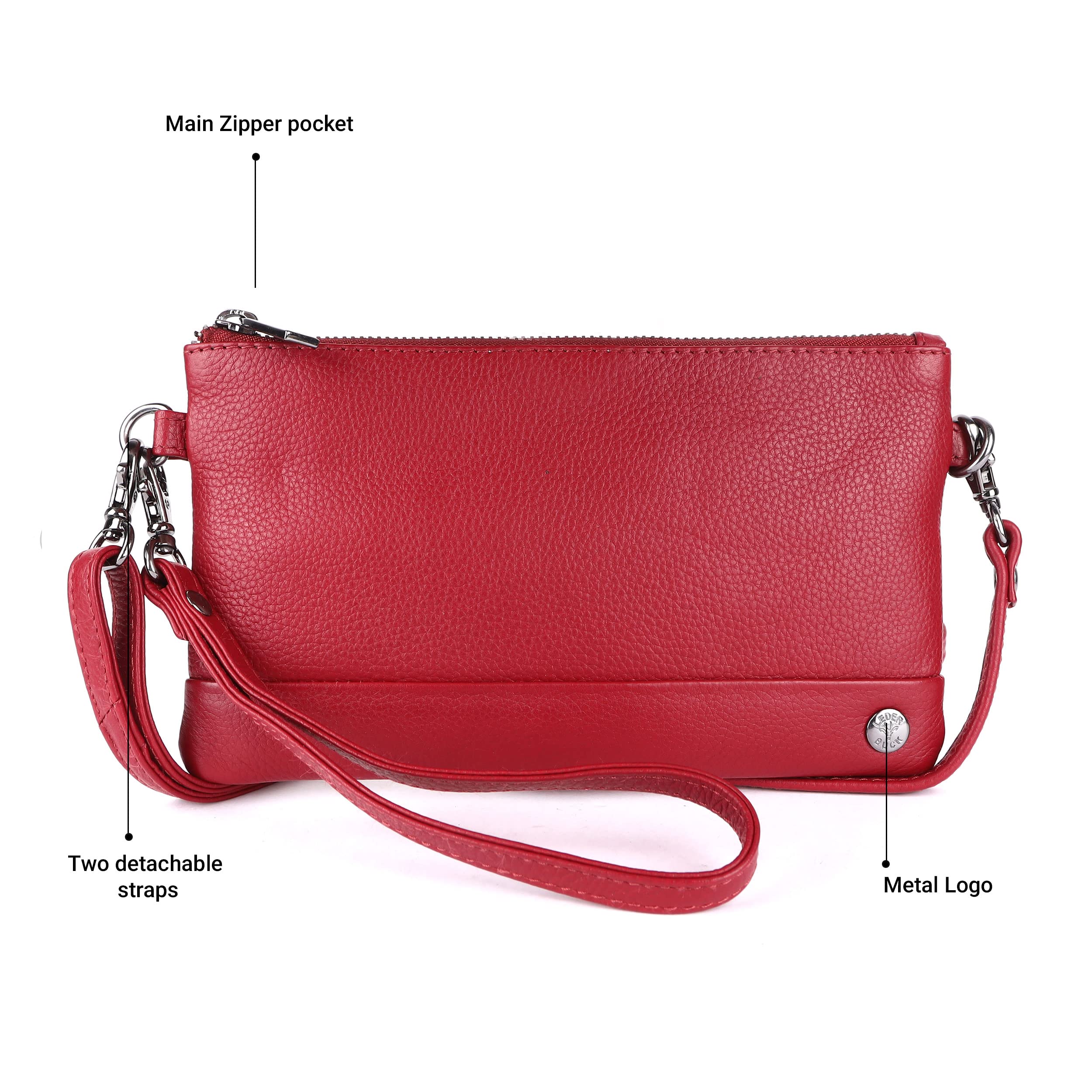 LEDERBUCK Real Leather over the Shoulder Wristlet Purse Sling bag for Women- Anna (Beige)