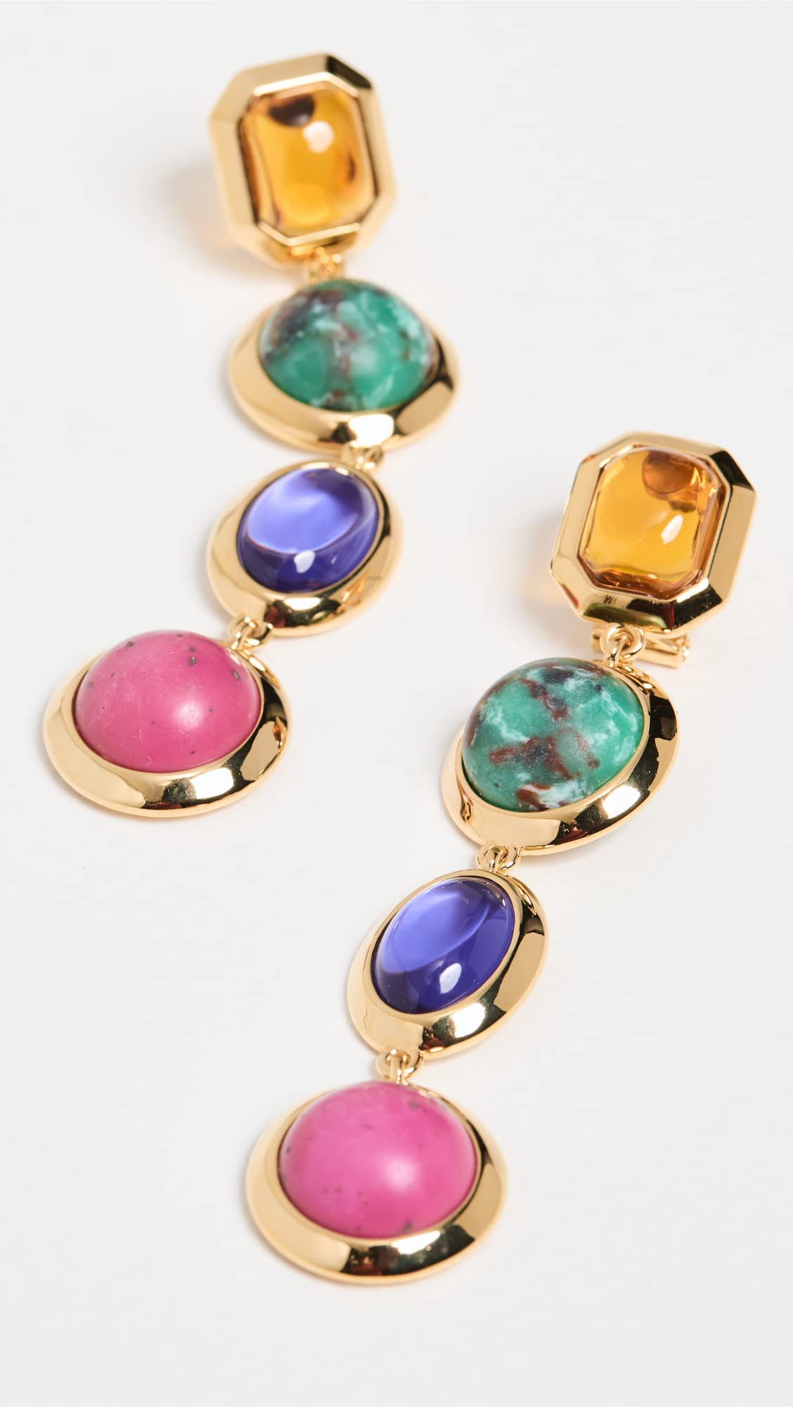 Lele Sadoughi Women's Bezel Jewel Linear Earrings, Glass Rainbow, One Size