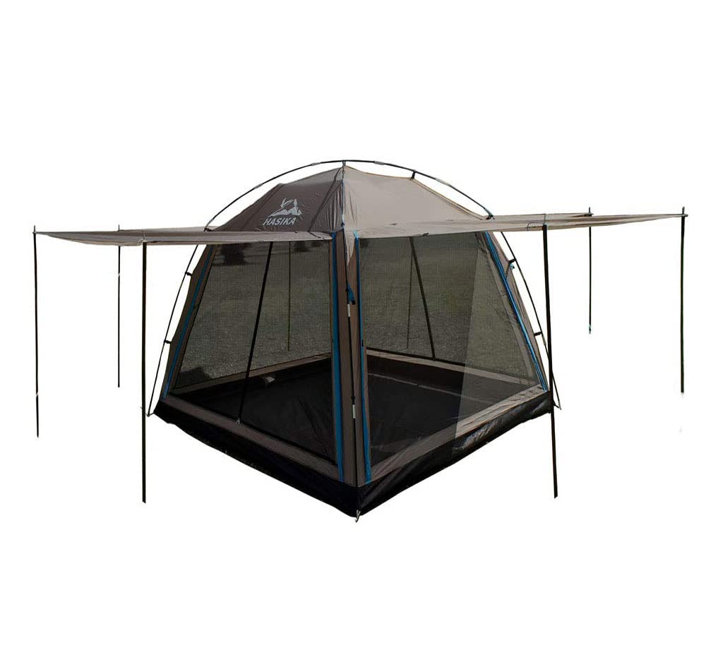 Hasika Screen Camping Tent with Floor 4 Season 8x8ft Large Mesh Room Shelter Canopy for Outdoors Gazebo Outside Poles Excluded