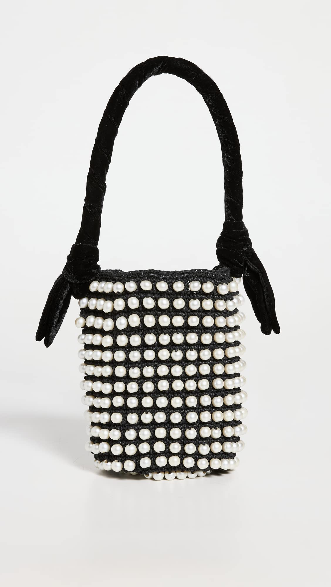 Lele Sadoughi Women's Beatrix Pearl Crochet Bag, Jet, Black, Off White, One Size