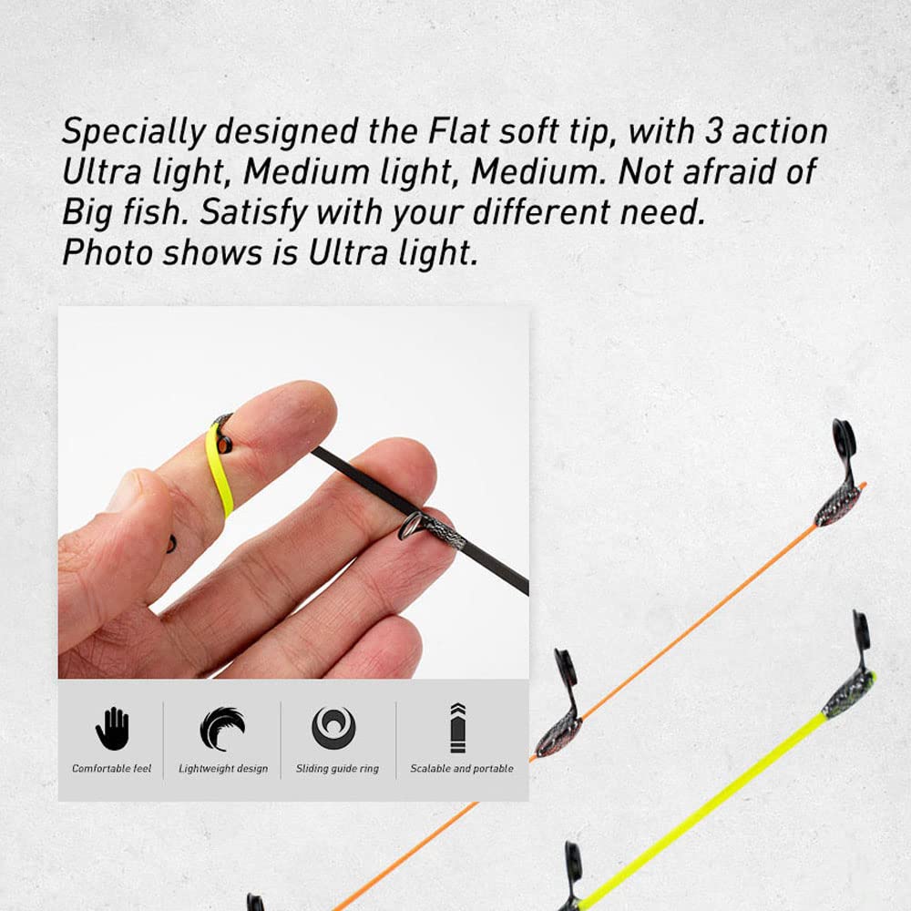 JOHNCOO 19.68in Ultralight Ice Fishing Rod Medium Light Flat Tip Winter Spinning Rod Walleye Perch Panfish