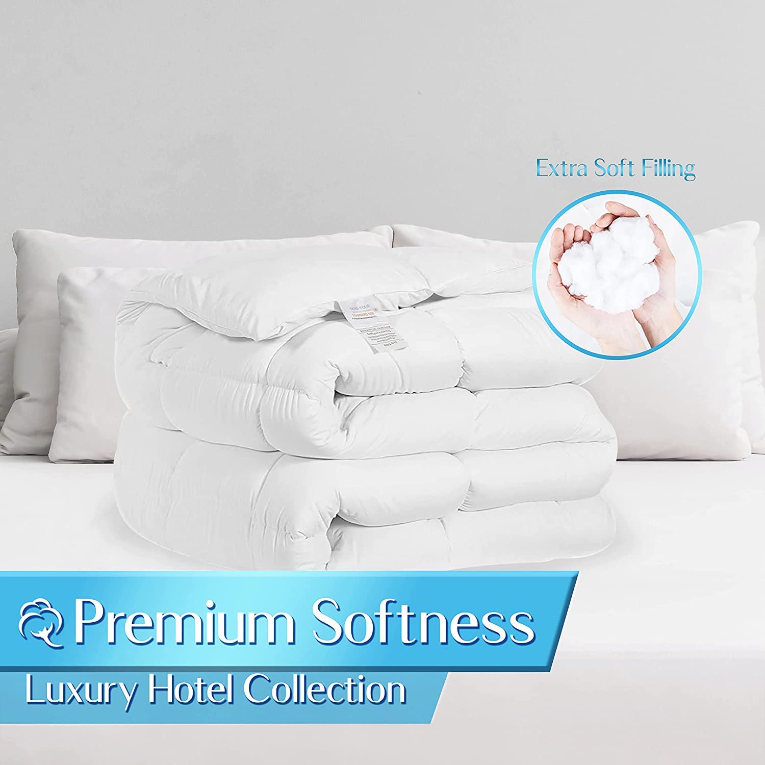 Kingsley trend Queen Duvet Comforter Insert - Ultra Soft Box Stitched Queen Size Duvet, All Season White Down Alternative Cozy Comforter with Corner Tabs, Queen 90x90