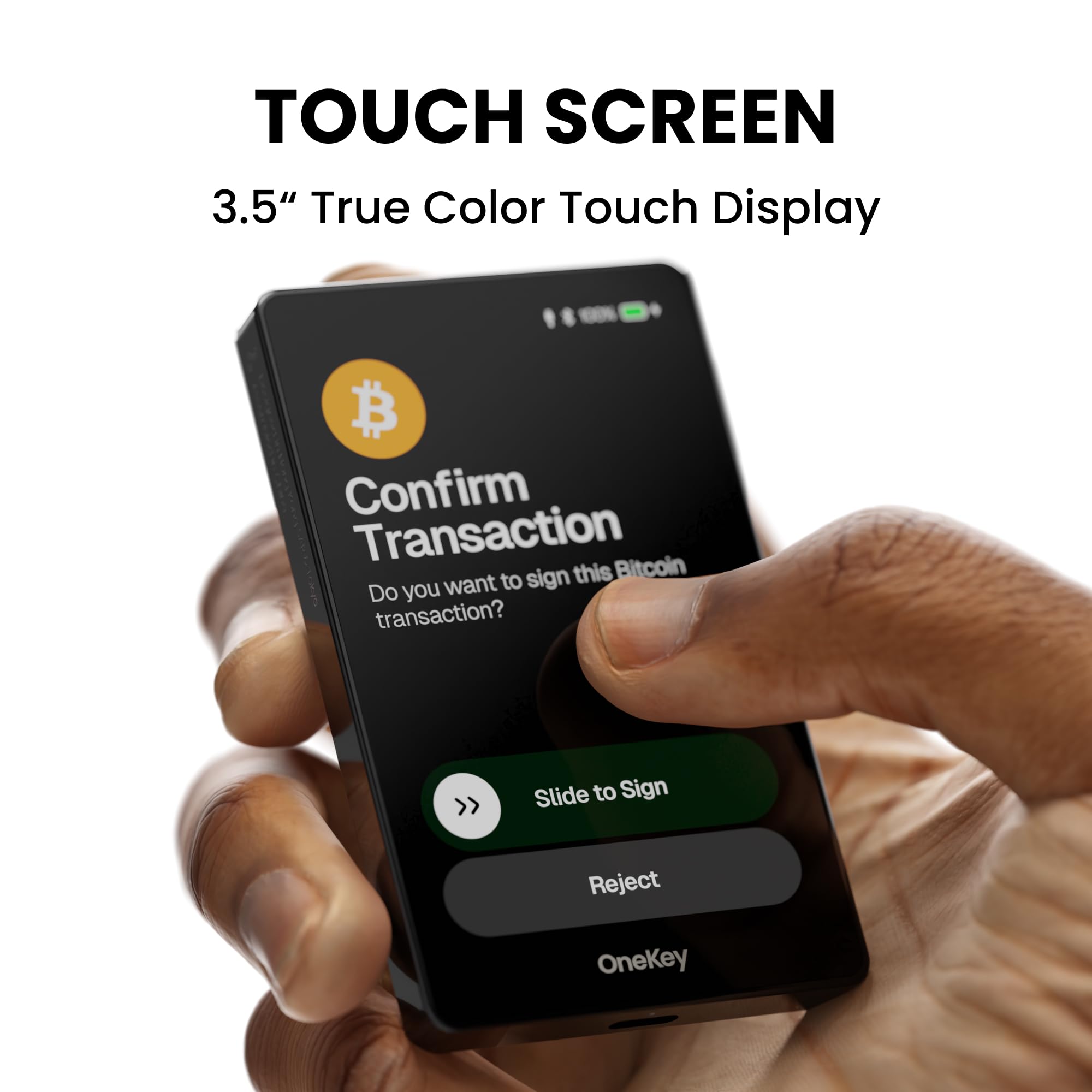 OneKey Pro Crypto Hardware Wallet - 4 EAL 6+ Highest Security Chips, 5000+Coins & NFT, Anti-Tamper 3.5" Touchscreen, HD Camera & Bluetooth, Fingerprint Unlock, Cold Storage for BTC, ETH, SOL, BNB...