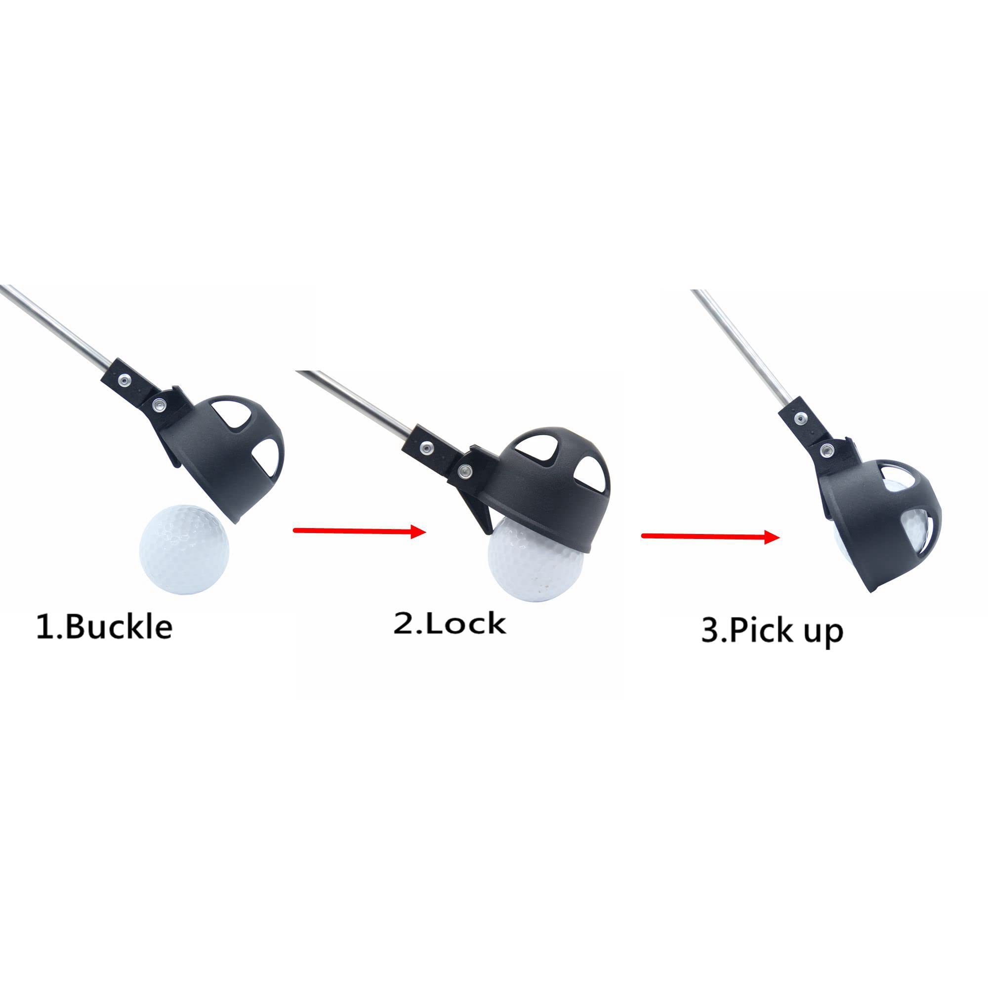 KingWei Golf Ball Retriever with 2pcs 3-Prong Pick Up Golf Ball Grabber,Stainless Golf Ball Retriever Grabber Telescopic Extendable Golf for Golf Accessories Golf Gift