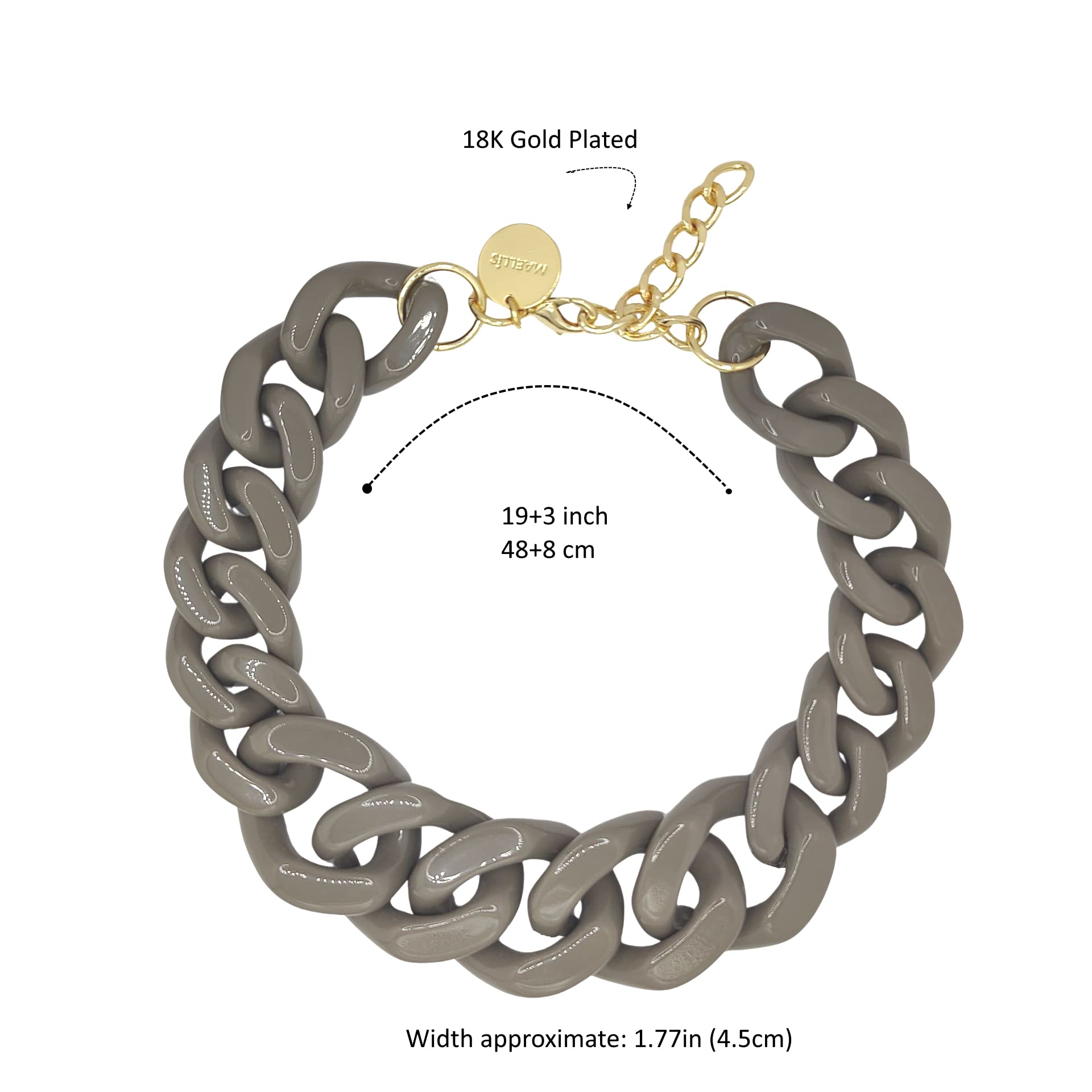 MAELLIS Chunky Chain Beads Choker Necklace - Acrylic and Metallic Beads with 18K Gold Plated Chain - Statement Jewelry for Women