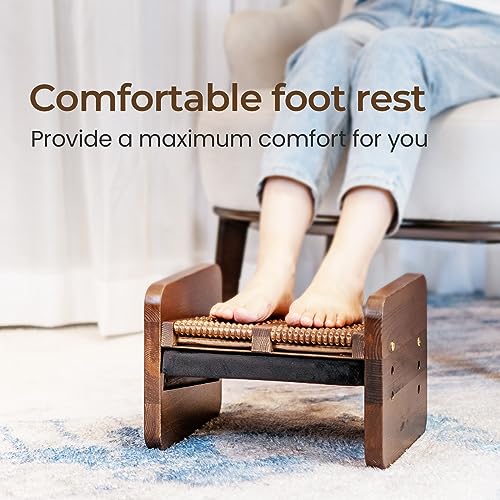Hresskar Ergonomic Foot Rest Under Desk for Office Use at Work, Adjustable Foot Stool Under Desk for Home and Computer Gaming,with Roller Massage and Sponge Mat