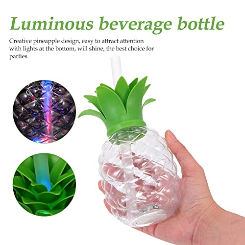 LED Light Up Pineapple Cups:3pcs Pineapple Drink Cups with Straws Luau Party Decorations Hawaiian Luau Tiki and Beach Theme Party Decorations for Kids and Adults