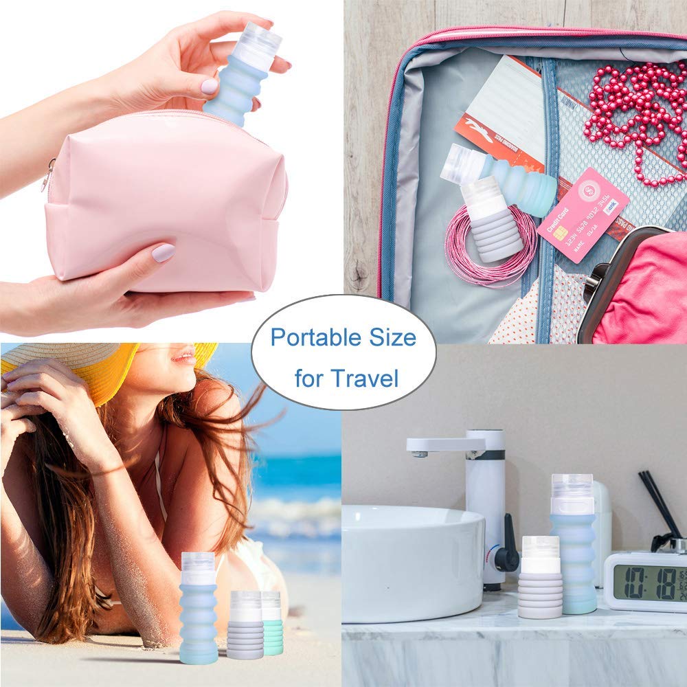 INNERNEED Collapsible Travel Size Bottles Portable Refillable Containers for Toiletries Shampoo Lotion Soap, Leak-Proof and TSA Approved, Ideal for Travel, Gym, Camping (Pack of 4)
