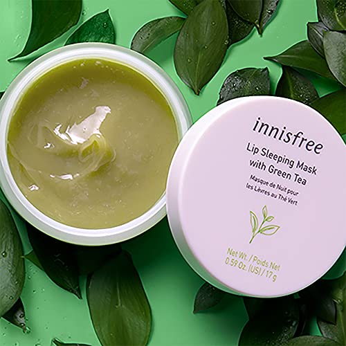 innisfree Green Tea Hydrating Lip Sleeping Mask Overnight Balm Moisturizer, 0.59 Ounce (Pack of 1)