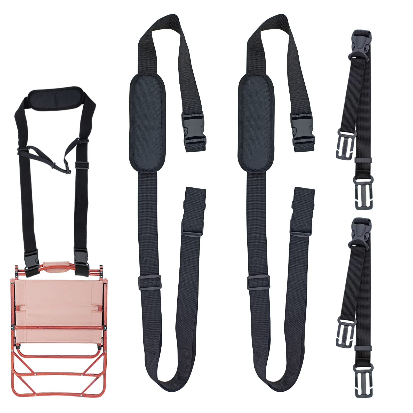 LJZP 4 Packs Carry Strap and Fixing Belt for Beach Chair Folding Chair Adjustable Beach Chair Carry Strap for Beaches, Camping, Backpacking, Picnics, Foldable Bikes