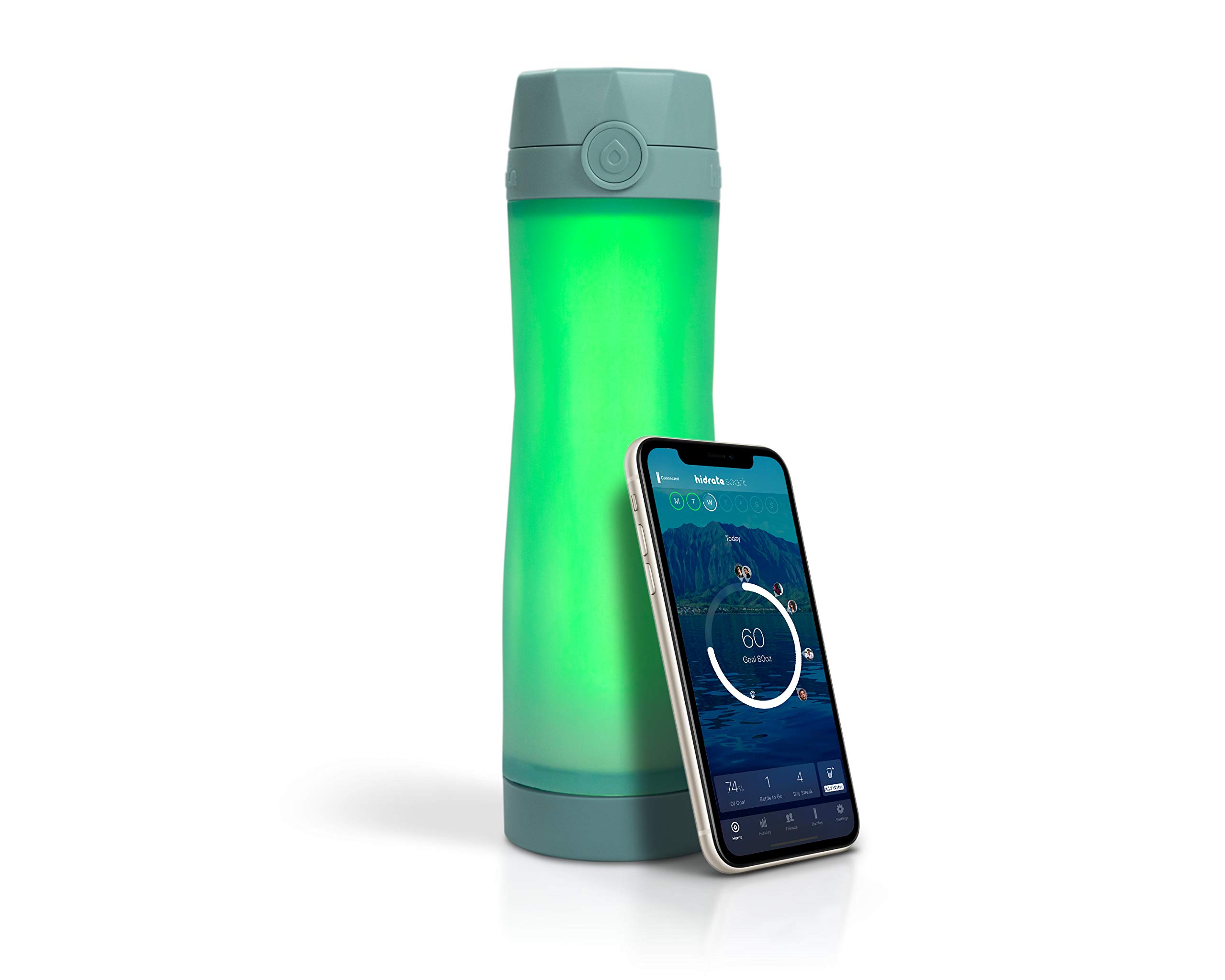 Hidrate Spark 3 Smart Water Bottle, Tracks Water Intake and Glows to Remind You to Stay Hydrated, BPA Free, 20 oz, Storm