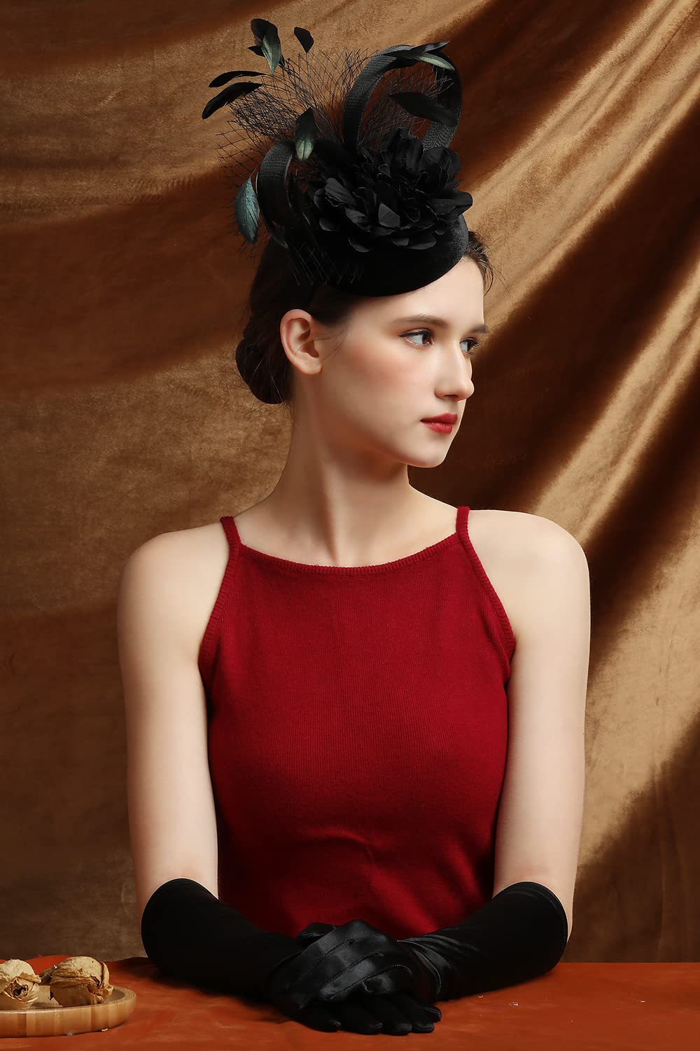 LATIMOON Fascinators for Women Derby Pillbox Hat Cocktail Tea Party Feather Headband
