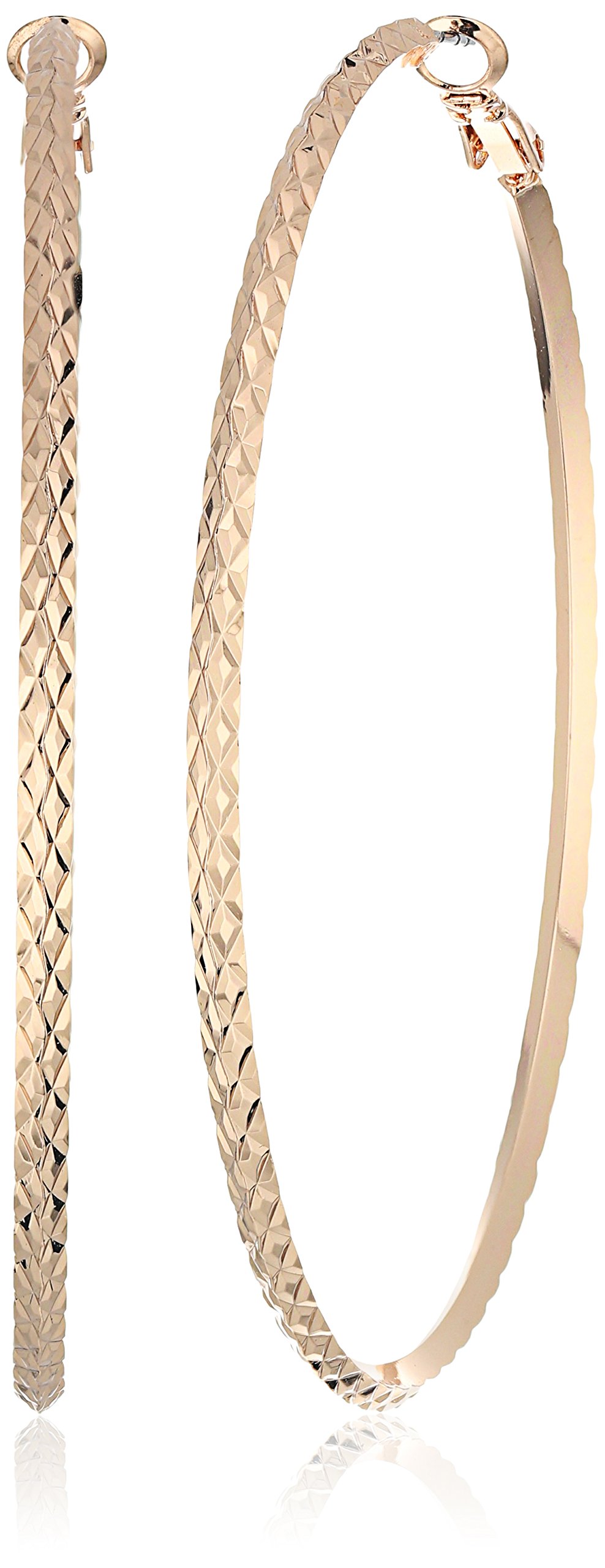 GUESS "Basic" Gold Large Diamond Cut Hoop Earrings