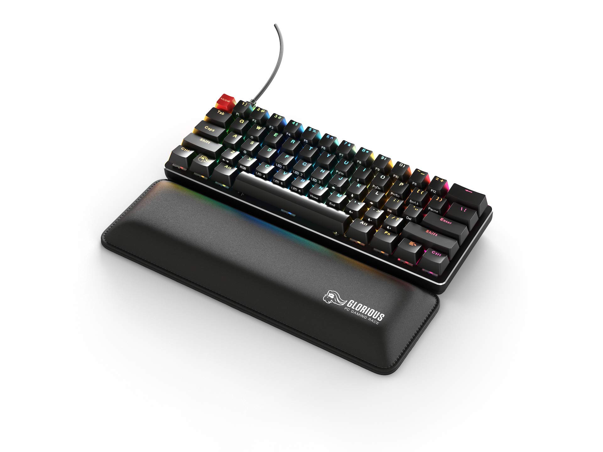 Glorious Custom Gaming Keyboard - GMMK 60% Percent Compact - USB C Wired Mechanical Keyboard - RGB Hot Swappable Switches & Keycaps - Silver/White Metal Top Plate