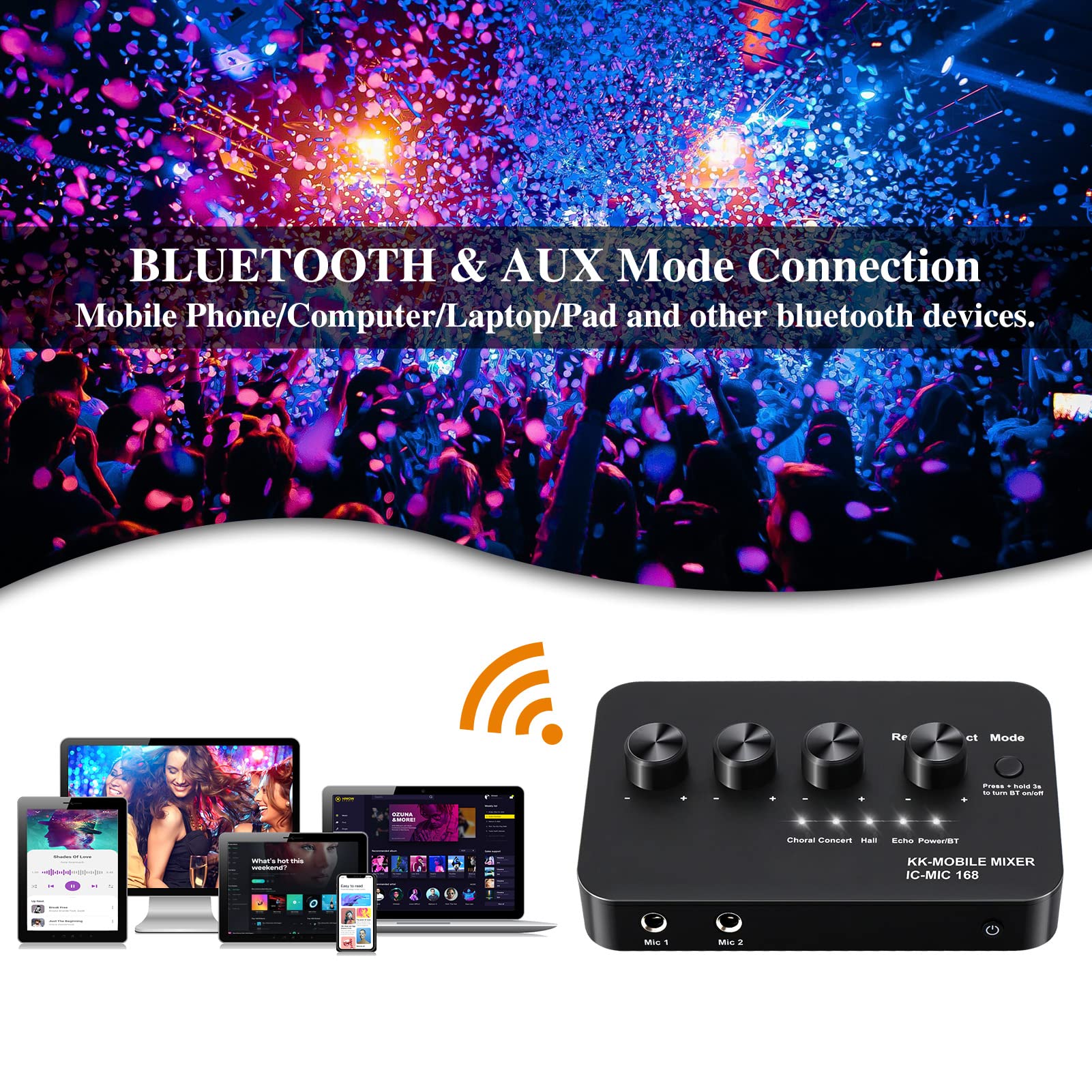 Inncen Microphone Karaoke Mixer System, Bluetooth Wired Microphone, Supports 3.5mm AUX, Smart TV, Speaker, PC, Soundbar,