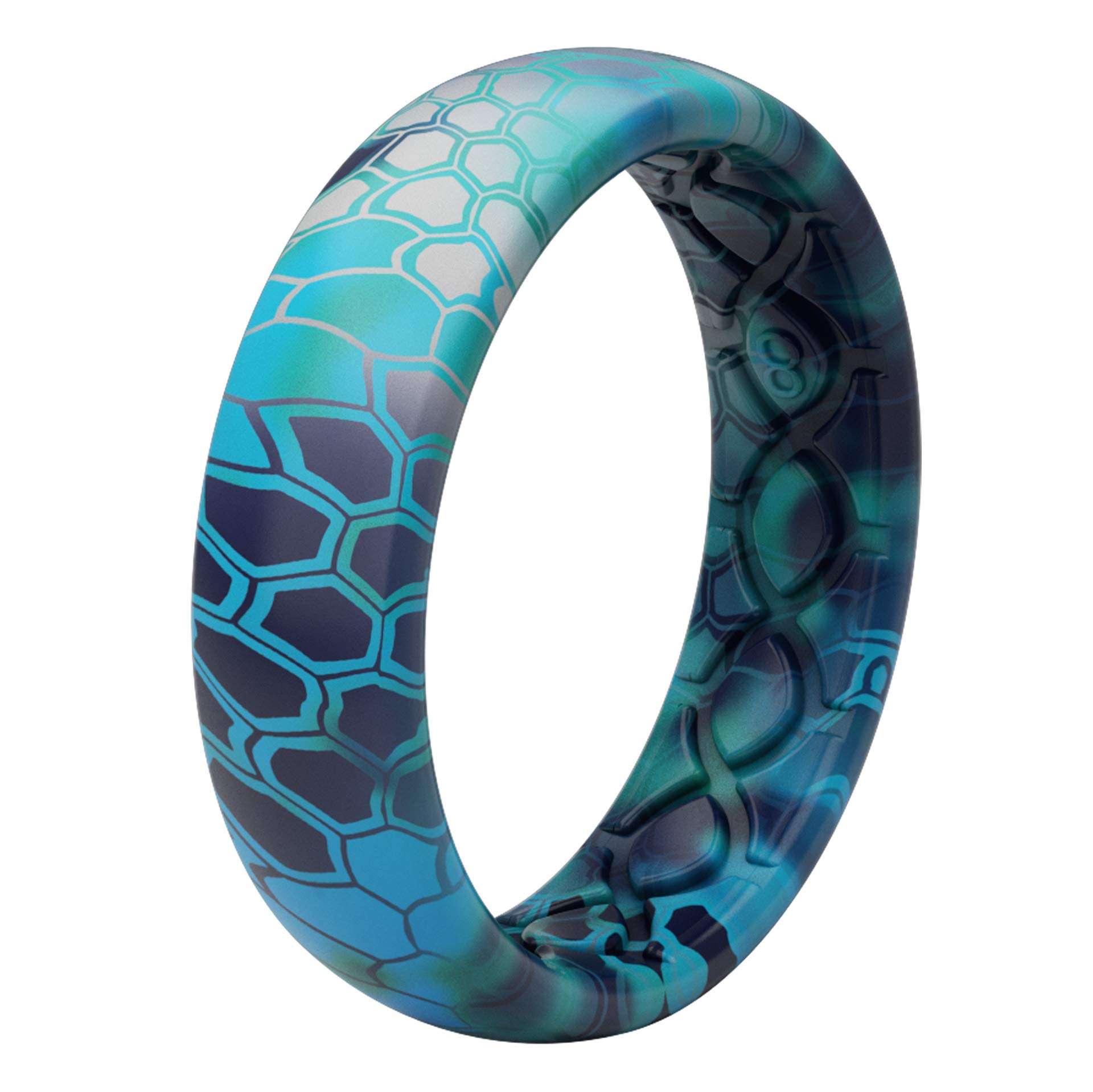 Groove Life Kryptek Thin Pontus Silicone Ring - Breathable Rubber Wedding Rings for Women, Lifetime Coverage, Unique Design, Comfort Fit Ring - Size 7