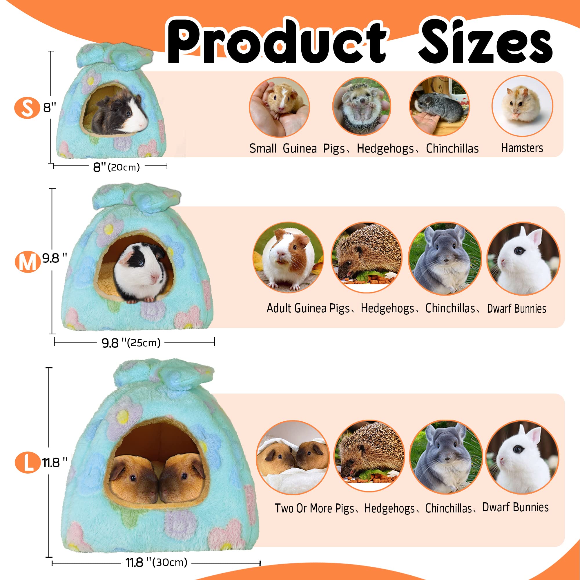 GINIDEAR Guinea Pig Bed, Guinea Pig Hideout House Accessories Warm Bed for Small Animals Hamsters Chinchillas Dwarf Bunnies Hedgehogs. L, Lightgreystars