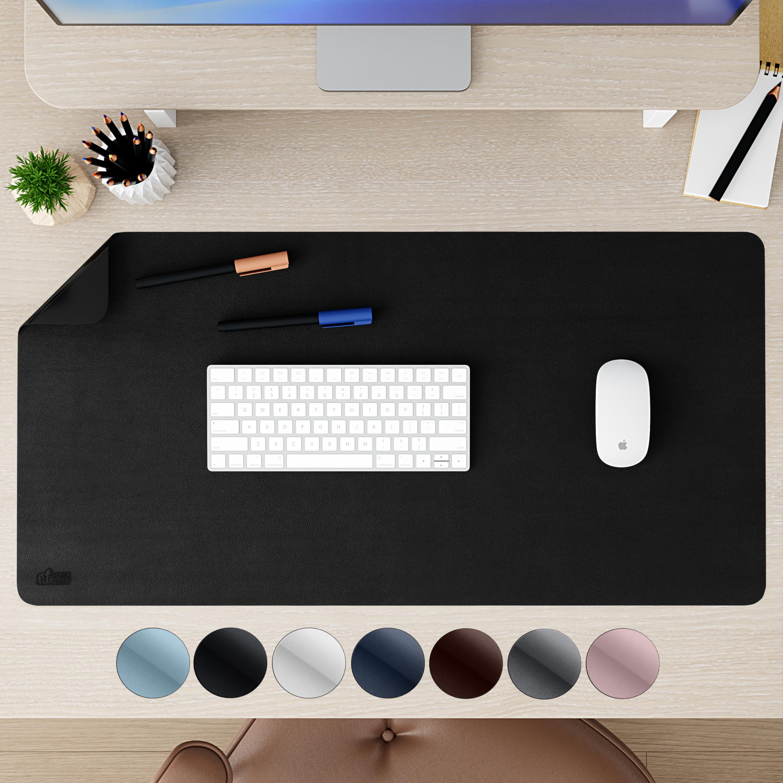 Gorilla Grip Desk Mat, Non Slip and Heat Resistant Mouse Pad, Soft PU Leather Pads, Dual Sided Blotter, Desktop Protector Covers for Home Office Keyboard Laptop Computer and Writing, 35.4x17, Gray