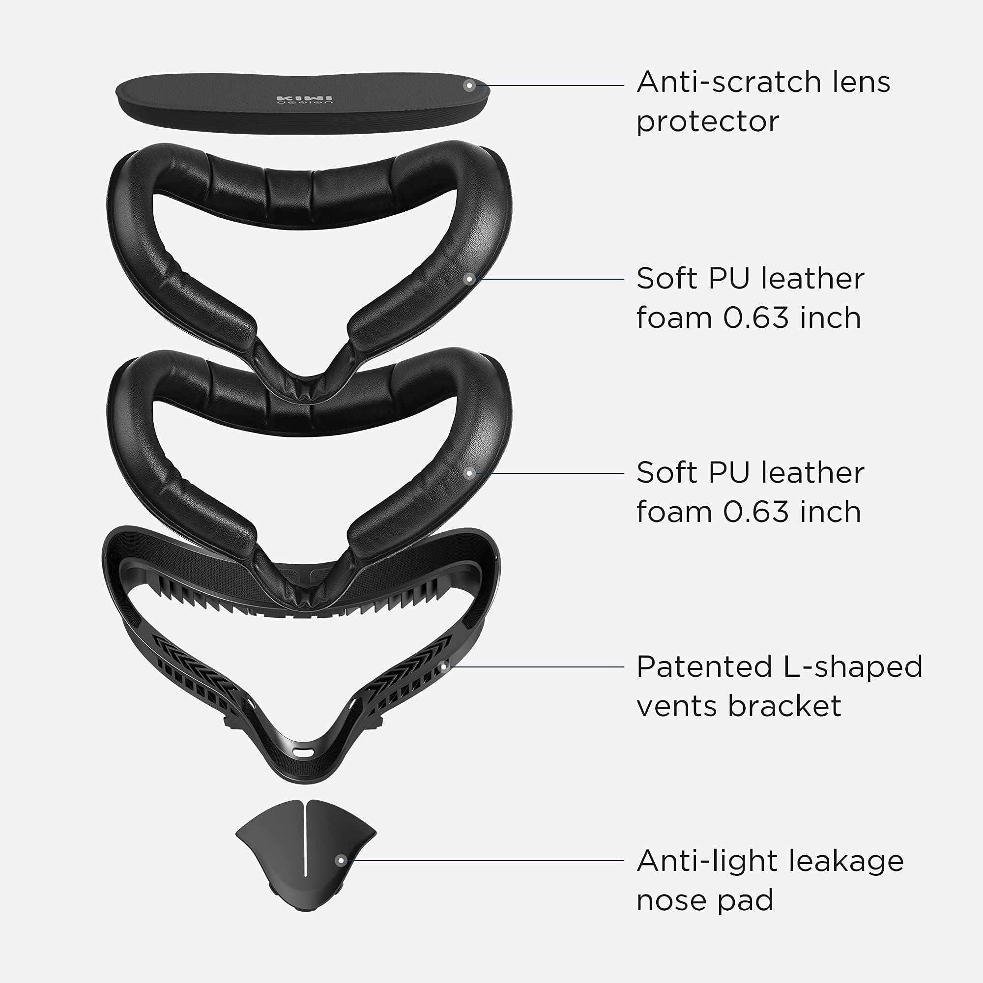 KIWI design Facial Interface and Link Cable for Quest 2 VR Accessories