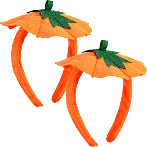 WILLBOND 2 Pieces Halloween Pumpkin Headbands Pumpkin Hair Hoops Pumpkin Hair Band Halloween Costume Party Headwear Accessory