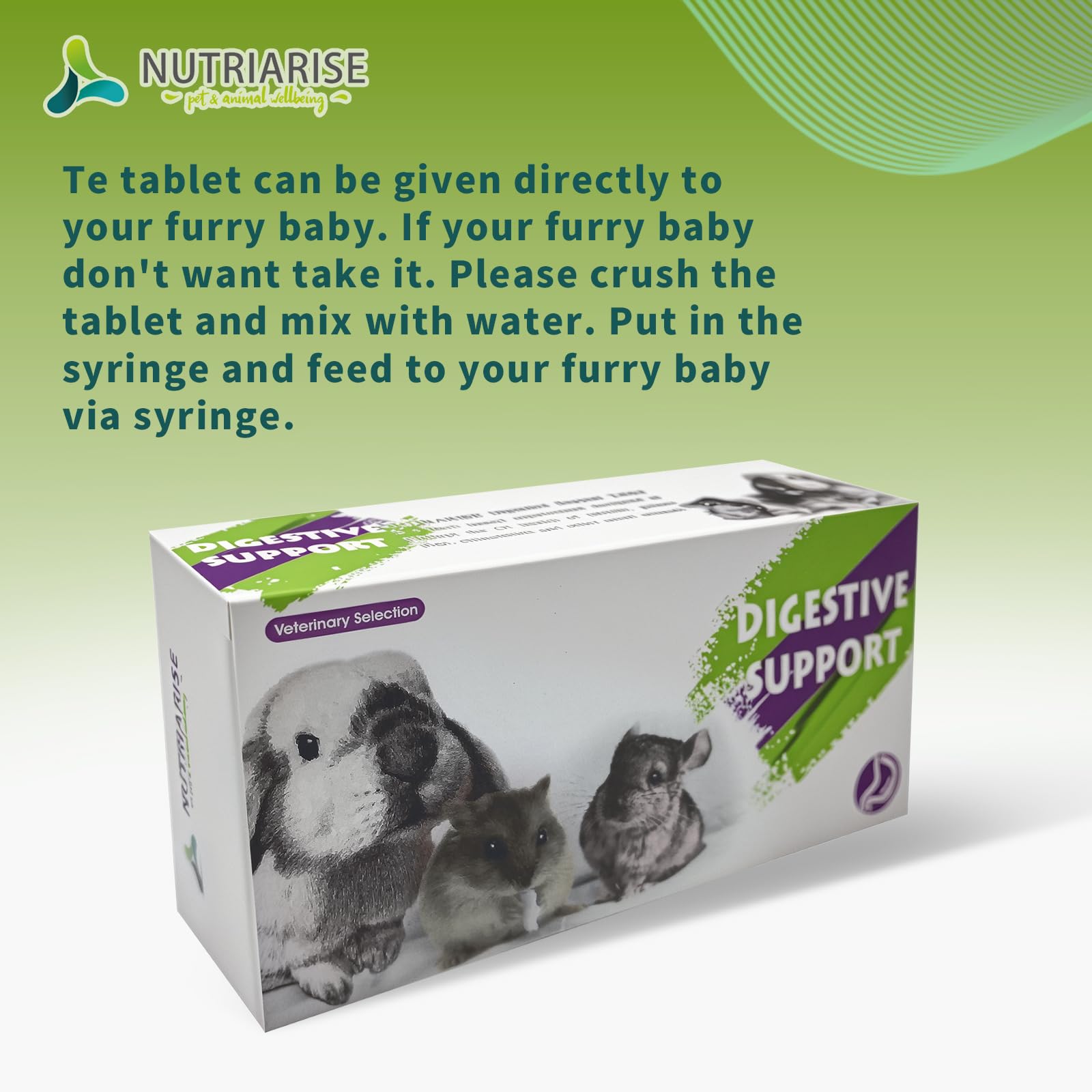 NUTRIARISE Digestive Support Grass-Based Supplement for Rabbit- High Fiber, Probiotics,Prevent GI Stasis, Promote Intestinal Motility and Minimize Intestinal Disease, 36 Tablets.