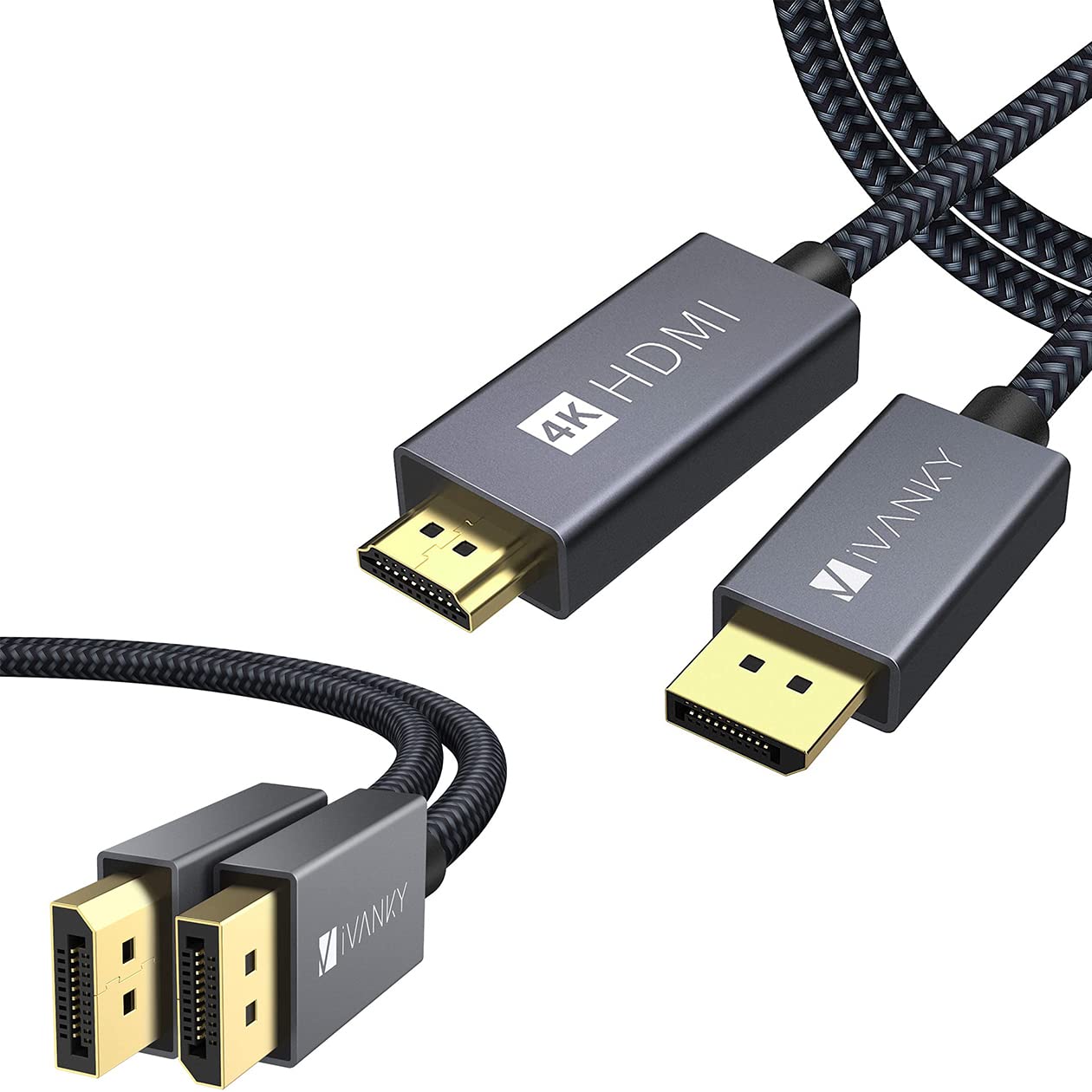 IVANKY VESA Certified 4K DisplayPort Cable, and Uni-Directional 4K DP to HDMI Cable