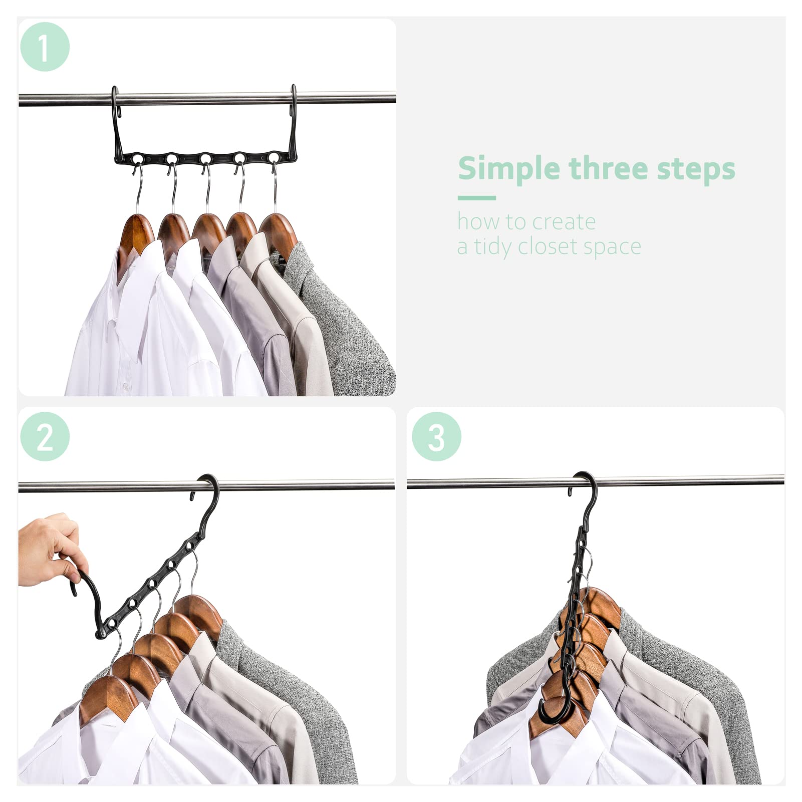 HOUSE DAY Closet Organizers and Storage Magic Space Saving Hangers, Pack of 12 Sturdy Multifunction Hanger, Plastic Collapsible Hanger Closet Organization Clothes Hanger, College Dorm Room Essentials
