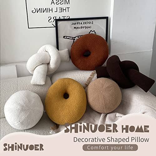 SHINUOER White Ball Pillow Decorative Round Throw Pillows,11.8" Boucle Ball Pillow Sphere Shaped Pillow Plush Cushion Round Decorative Pillow for Couch,Sofa,Bedroom
