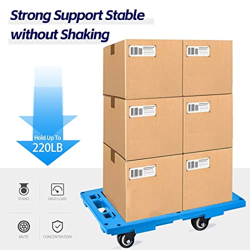KURPHOYIN Furniture Moving Dolly with Wheels Heavy Duty Small Portable Floor Cart Interlocking Design Free Combination 2 Packs (Blue)