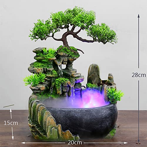 Xshelley Indoor Tabletop Fountains , Rockery, Water, Waterfall, Plants, Desktop Fountain, atomizing humidifier Fountain, Home Office Desktop Decorations, Automatic Pump with Power Switch