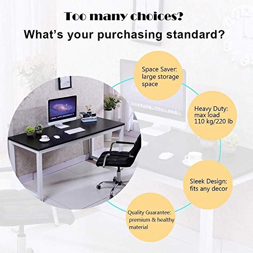 HomeSailing Black I Shape Computer PC Gaming Desk Table 41” Modern Wood Office Home Workstation Writing Study Desk(Black)