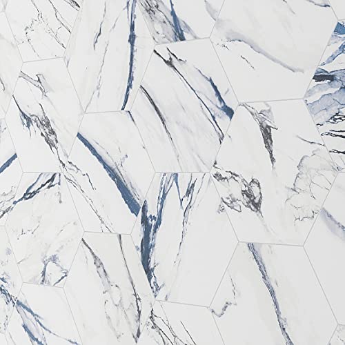 Ivy Hill Tile Calacatta Hex Azur 4 in. x 0.43 in. Matte Porcelain Floor and Wall Tile Sample