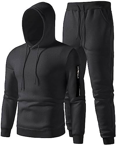 Hakjay Men's Sweatsuits Set 2 Piece Hoodie Jogging Sports Tracksuit Set for Men Casual Athletic Pullover Suit Set