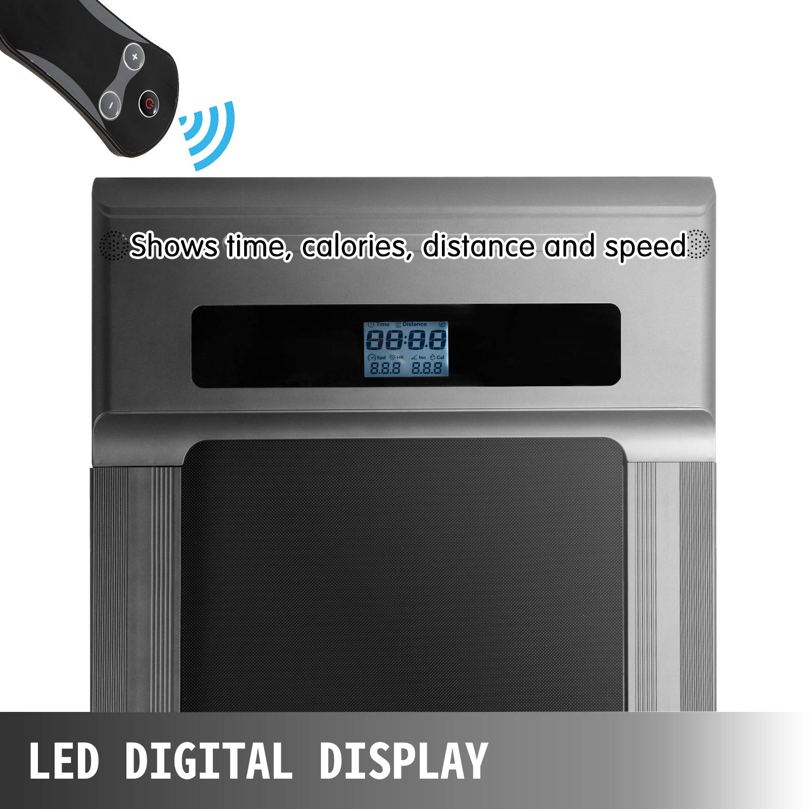 Happybuy Treadmill, Silver Under Desk Treadmills, Led Digital Display Treadmill Machine with Remote Control,1-6.0km/h Speed Portable Treadmill, for Home Indoor Exercise