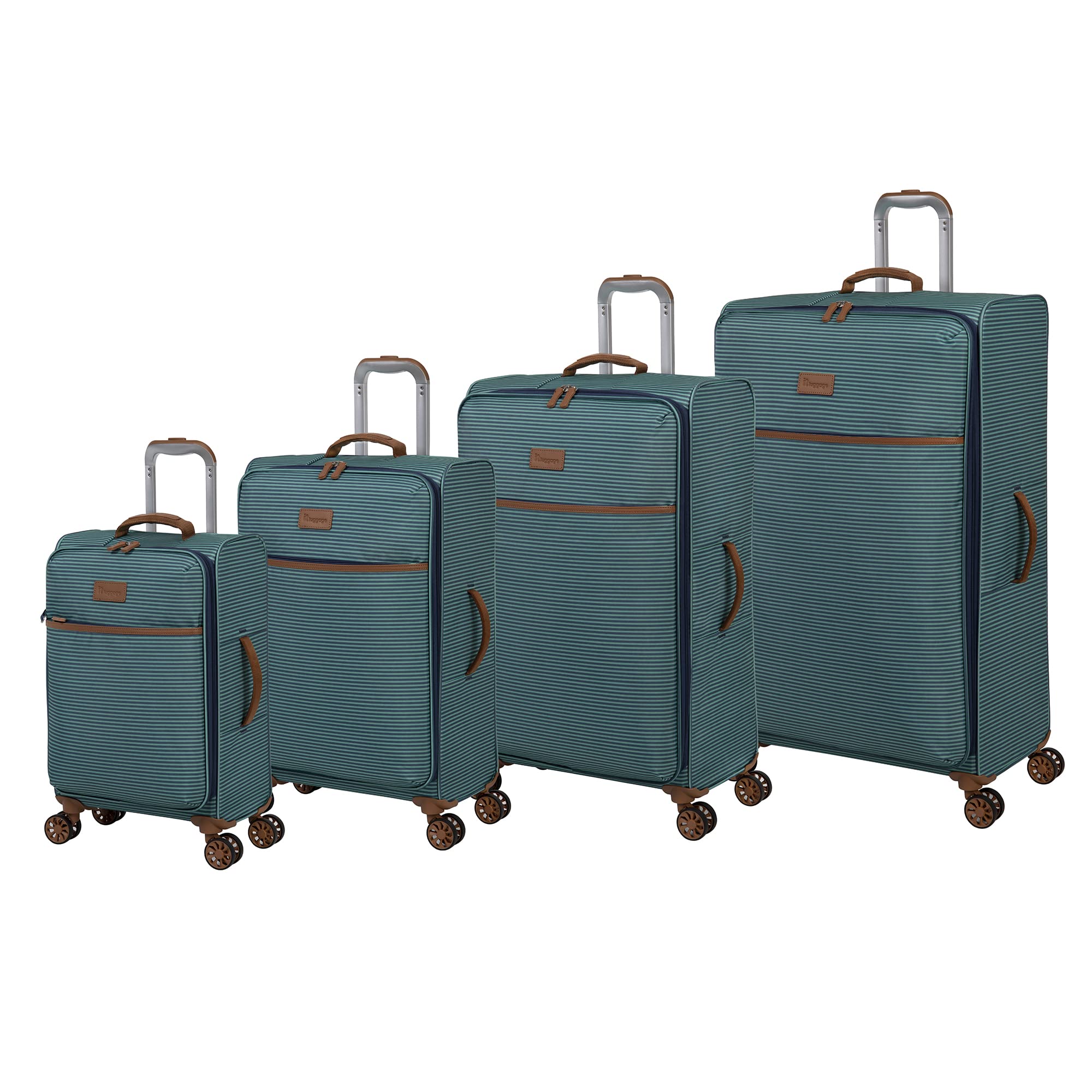 it luggage Beach Stripes 4 Piece Softside 8 Wheel Spinner, Teal, 4 Pc Set