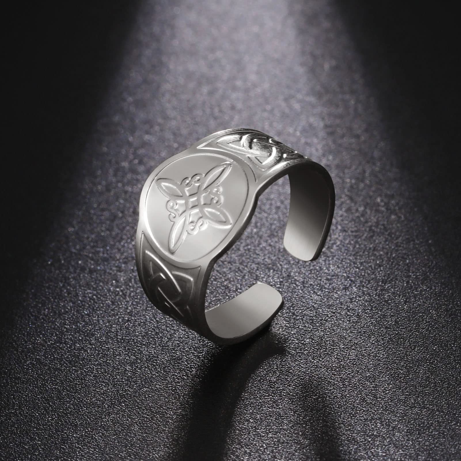 LIKGREAT Witch Knot Ring Adjustable Celtic Knot Band Rings for Men Women Witchcraft Wiccan Jewelry for Women (2type-silver)