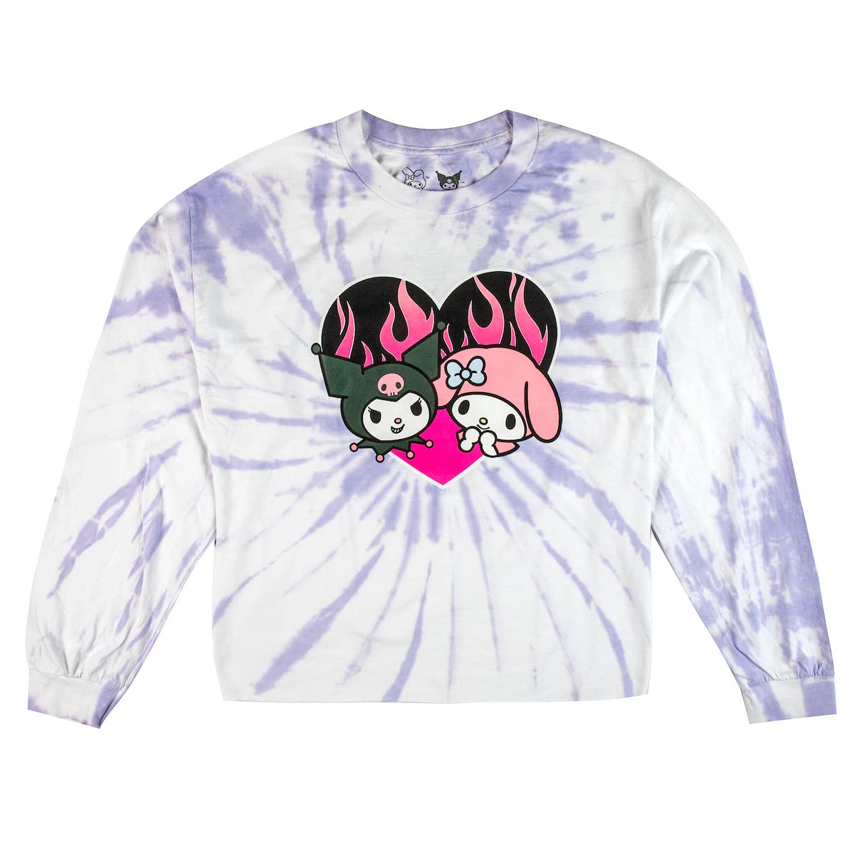 Hello Kitty And Friends My Melody & Kuromi Juniors Tie Dye Long Sleeve Crop Pullover-XXL Multicolored