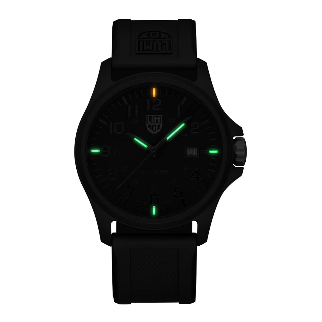 Luminox G Patagonia Carbonox X2.2402 - Mens Watch 43 mm - Military Watch with Black Case/Dial/Band White Numbers - Date Function - 100m Water Resistant