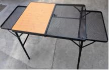 IPX Camping Table with Mesh Desktop Folding Portable Grill Table for Camping Picnic Table with Side Table Height Adjustable Lightweight Aluminum Outdoor Table Beach Table for Cooking BBQ Rv Travel