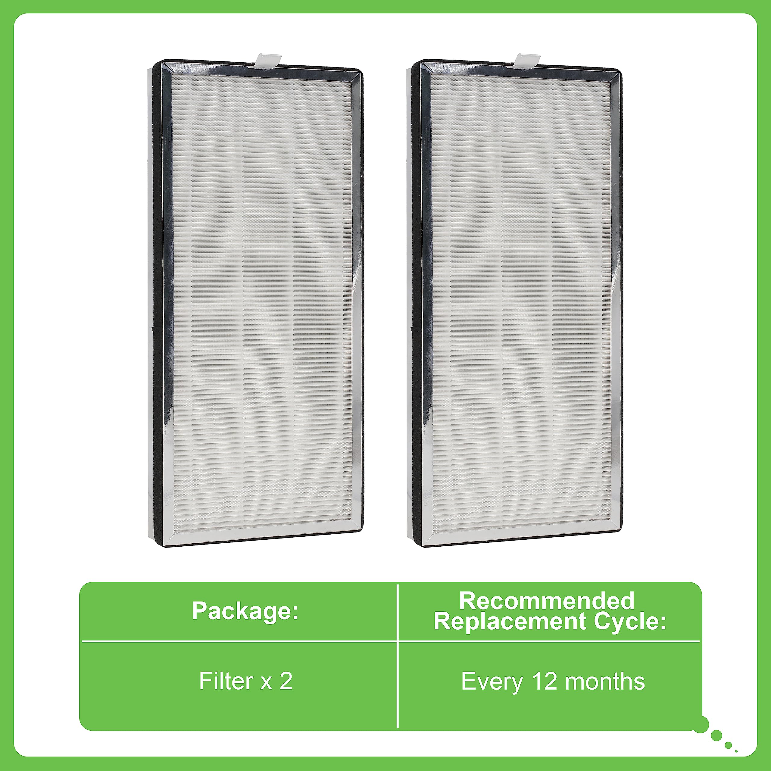 Hichoryer 40 Replacement Filter, Compatible with 40 Air Purifier, Compare to Part #ME40, True HEPA H13 Grade and Activated Carbon 3 in 1 Filter, 2 Pack