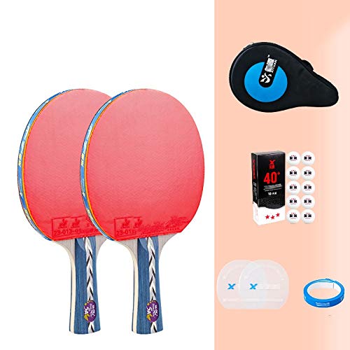 Hewen-Ping Pong Set Outdoor and Indoor Professional 5-Star Pingpong Paddle Table Tennis Racket Ping Pong Bat Set with 2 Rackets, 10 Balls, Racket Case Table Tennis Bat (Size : Mixed Pair)