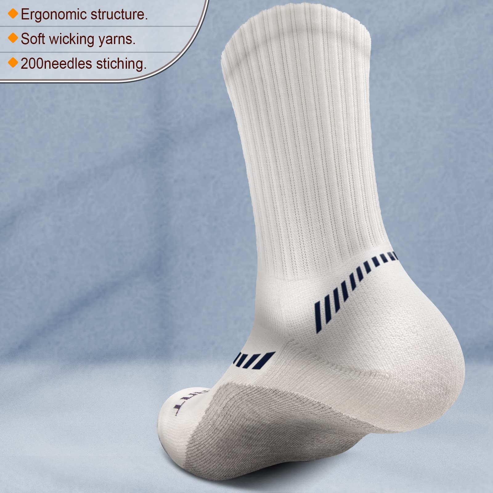 KEMISANT Mens Socks 6 Pairs, Sports Running Athletic Socks Compression for Men with Full Cushioned Sole