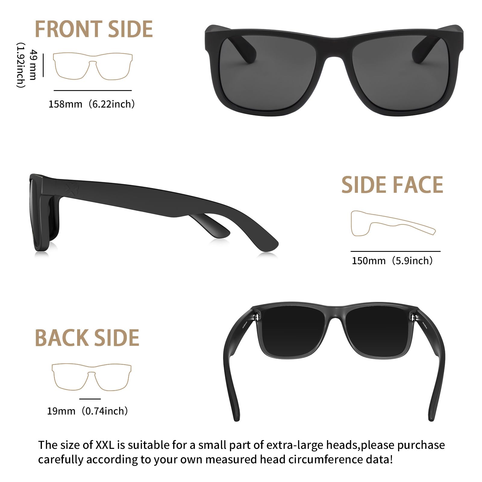 MAXJULI XXL Polarized BigSunglasses for Men and Women,UV400 Protection Rectangular Sun Glasses,Ideal for Driving Cycling and Running 8806(Grey+Blue)